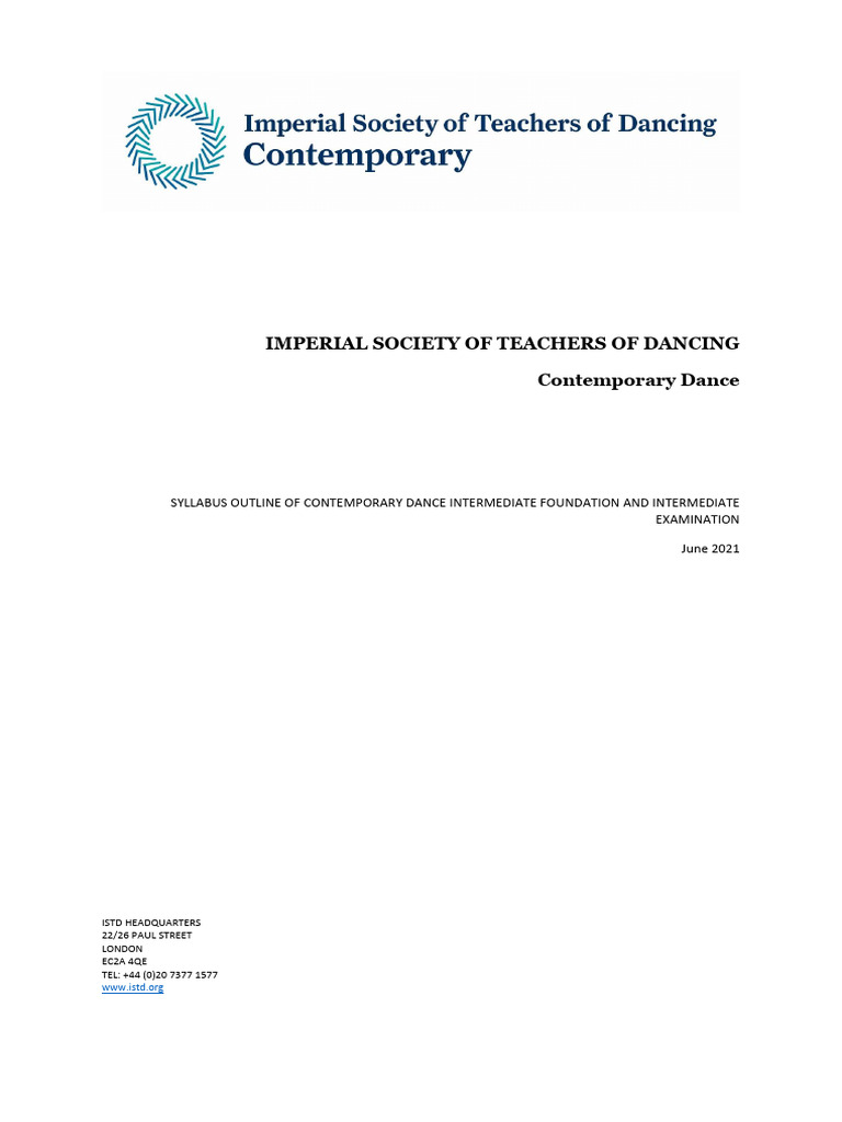 Istd Contemporary Dance Inter Foundation Inter Specification June2021 | PDF