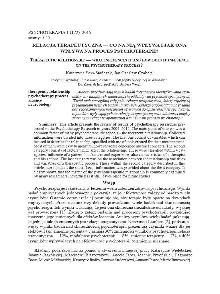 Therapeutic Relationship | PDF