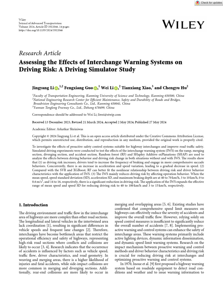 Journal of Advanced Transportation - 2024 - Li - Assessing The Effects ...