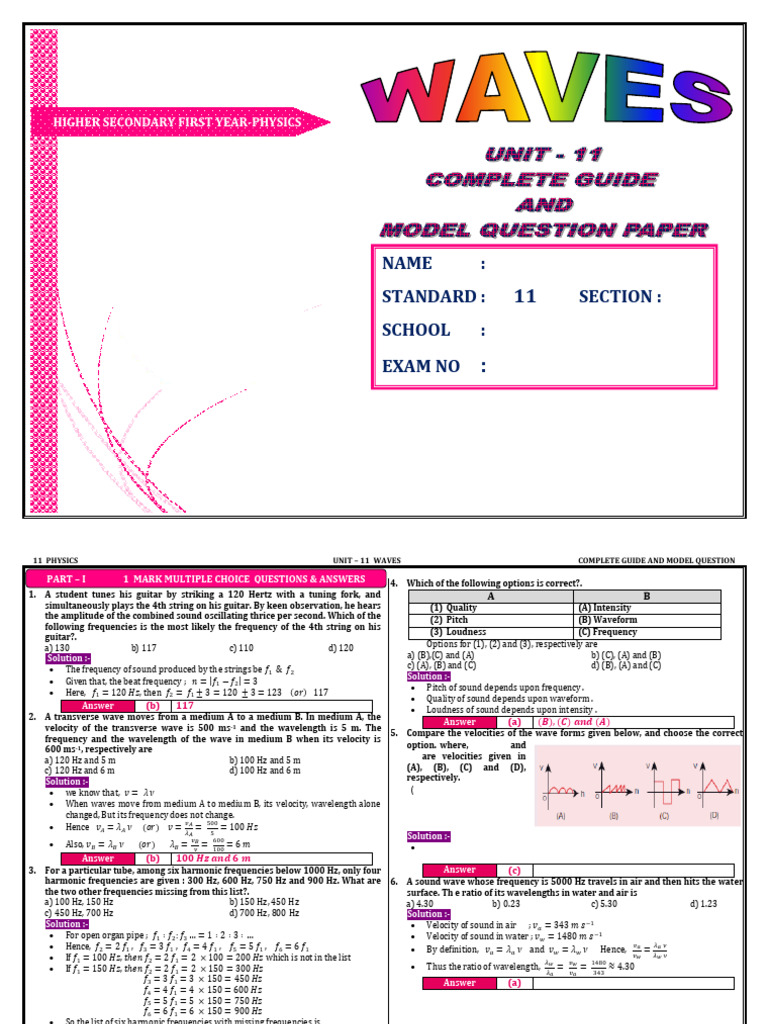 Grade 11 Physics: Waves Guide | PDF | Waves | Sound