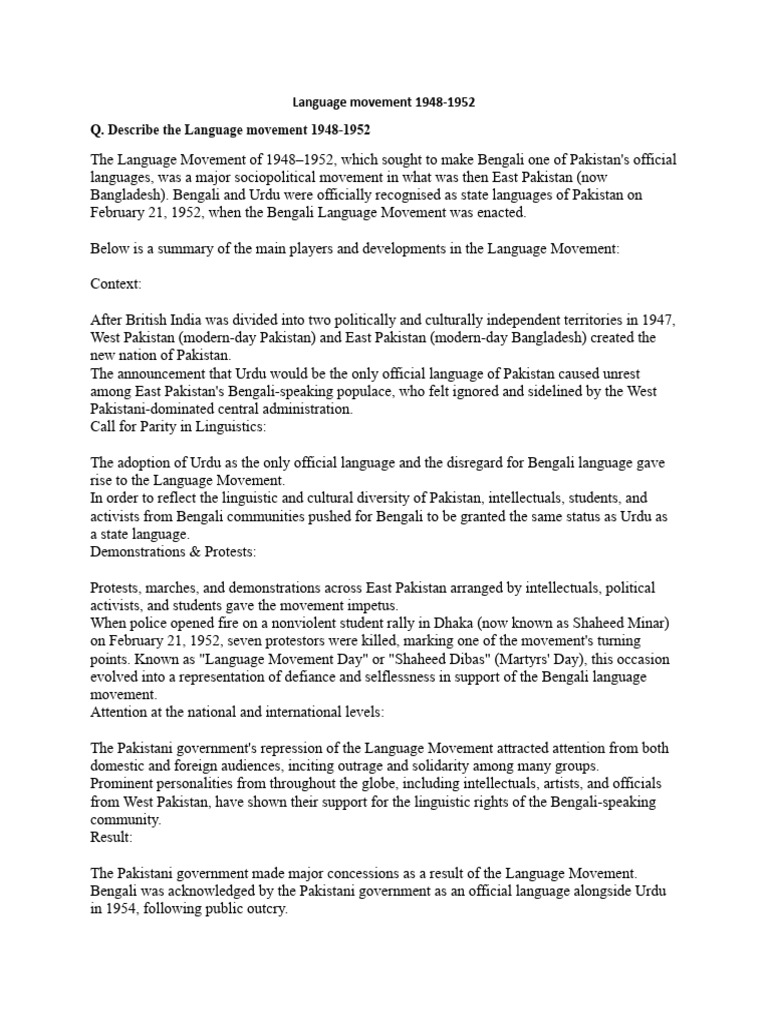 Language Movement and Bangabandhu's Role | PDF | Bangladesh | Pakistan