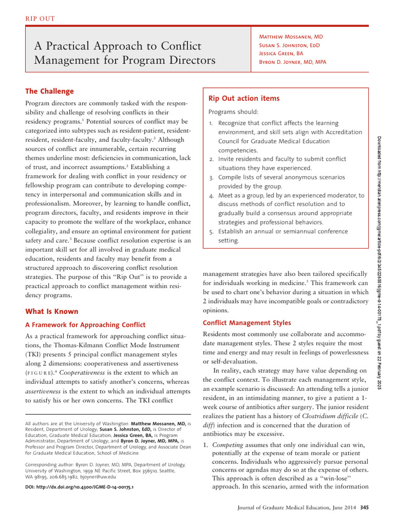 A Framework for Approaching Conflict | PDF | Conflict Resolution ...