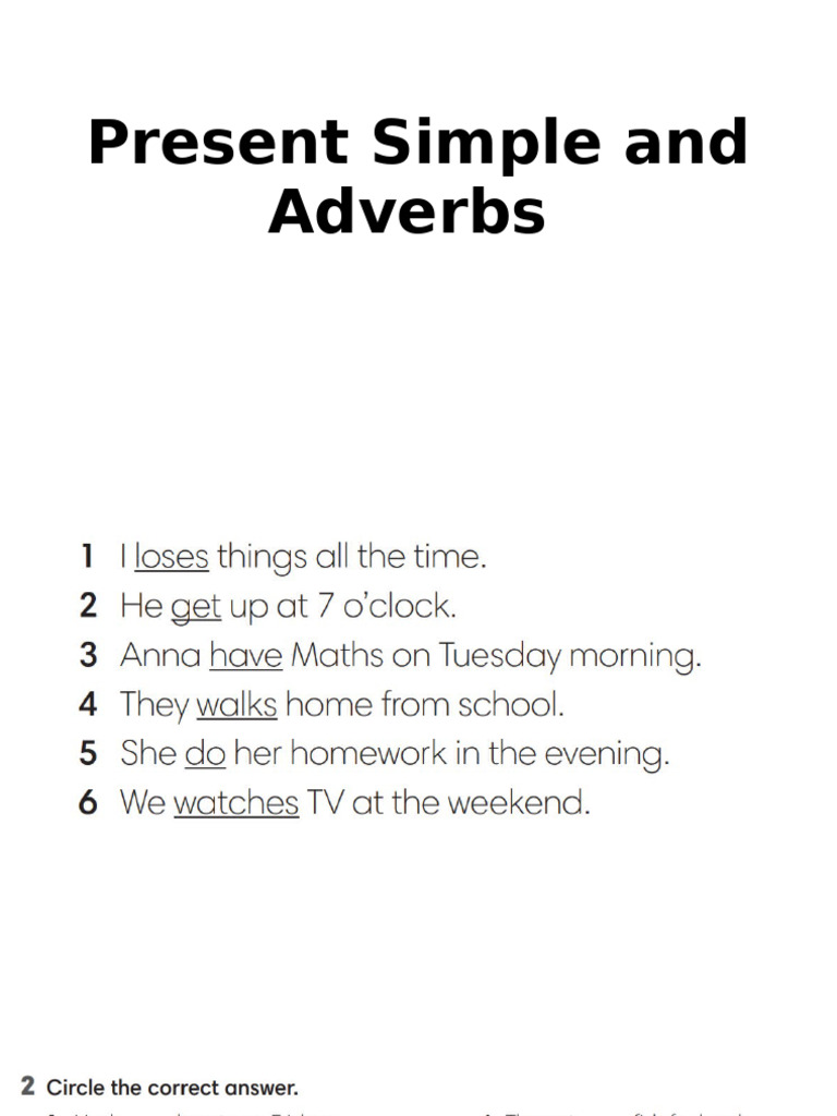 Present Simple and Adverbs - Activities | PDF