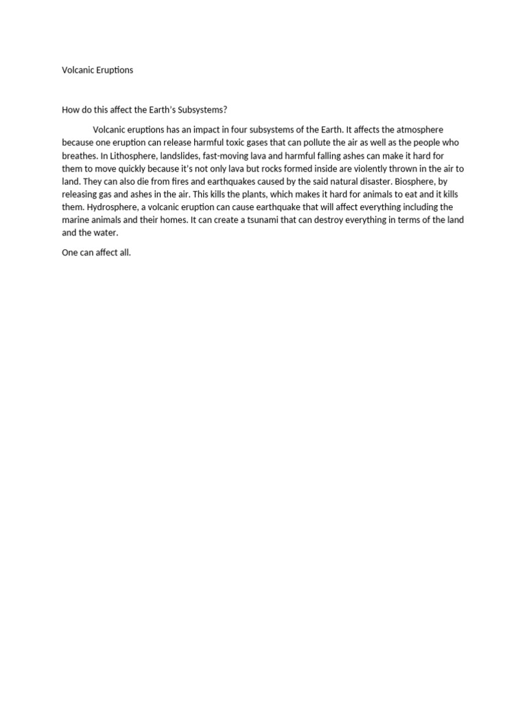 Volcanic Eruptions (Earth's Subsystems) | PDF