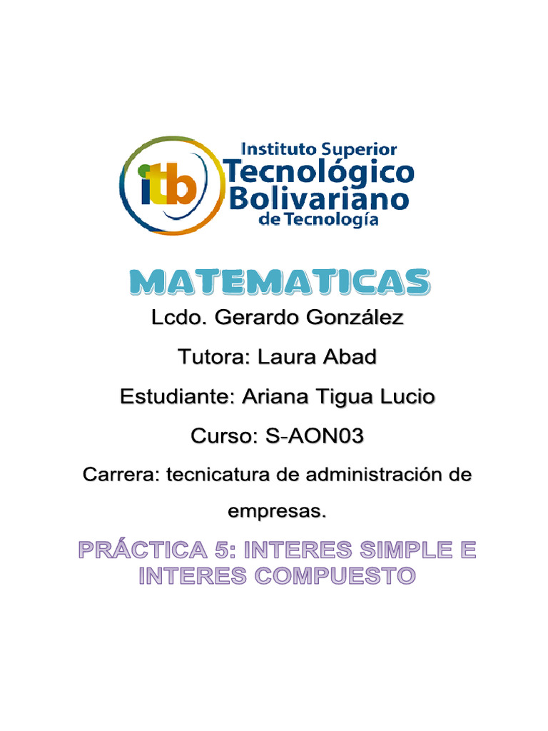 PRÁCTICA 5 interes simple e compuesto | PDF | Sustentabilidad | Interés