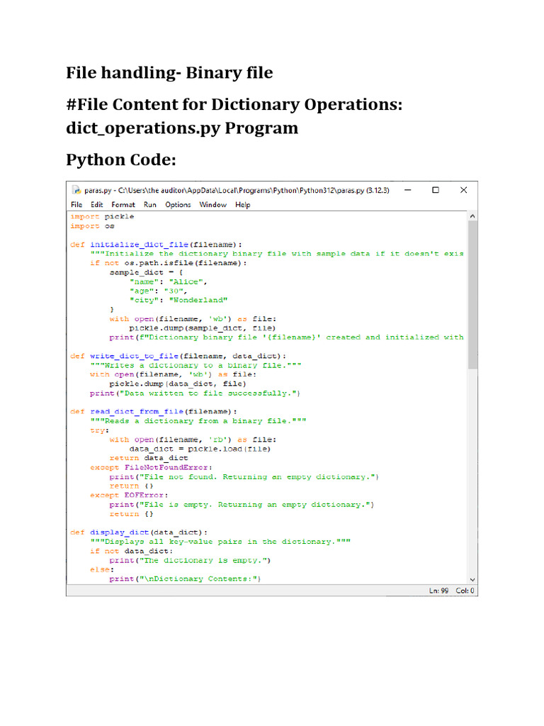 Binary and CSV File Handling in Python | PDF
