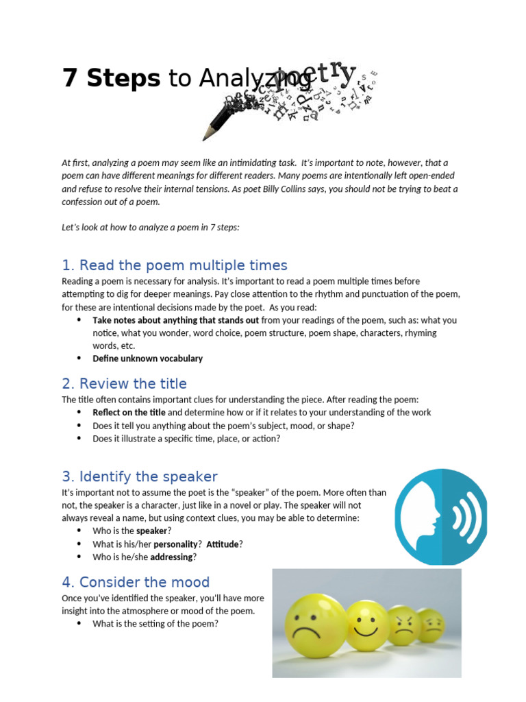 7 Steps for Poem Analysis | PDF | Poetry | Poetic Devices
