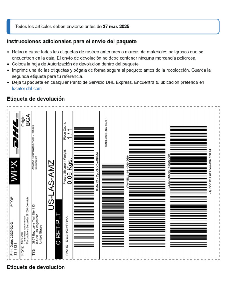 Devolución Amazon | PDF