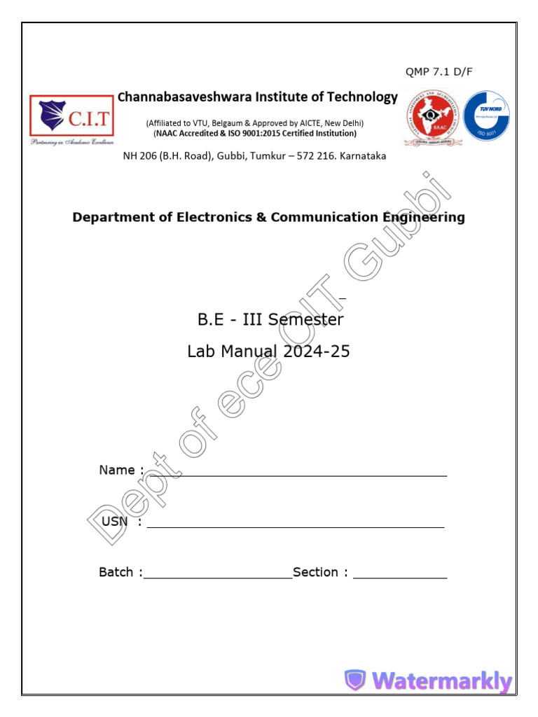 EPC Lab Manual BEC 303 Updated | PDF | Amplifier | Rectifier
