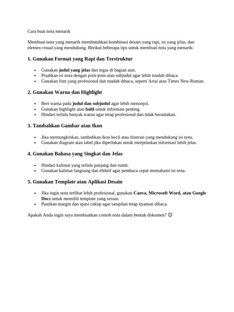 Tips Membuat Nota Menarik dan Rapi | PDF