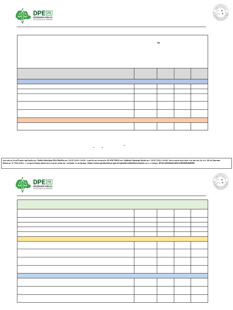 Cronograma PCA 2025 - Defensoria PR | PDF