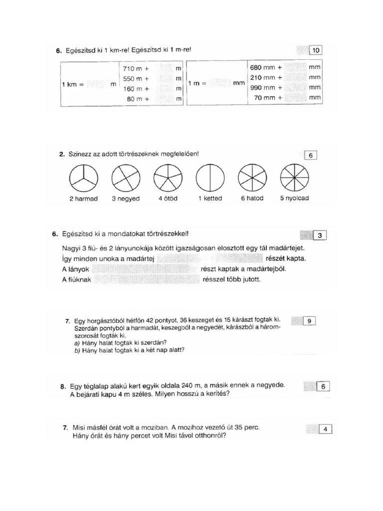 Matek Tört Átváltás Kerulet Gyak | PDF