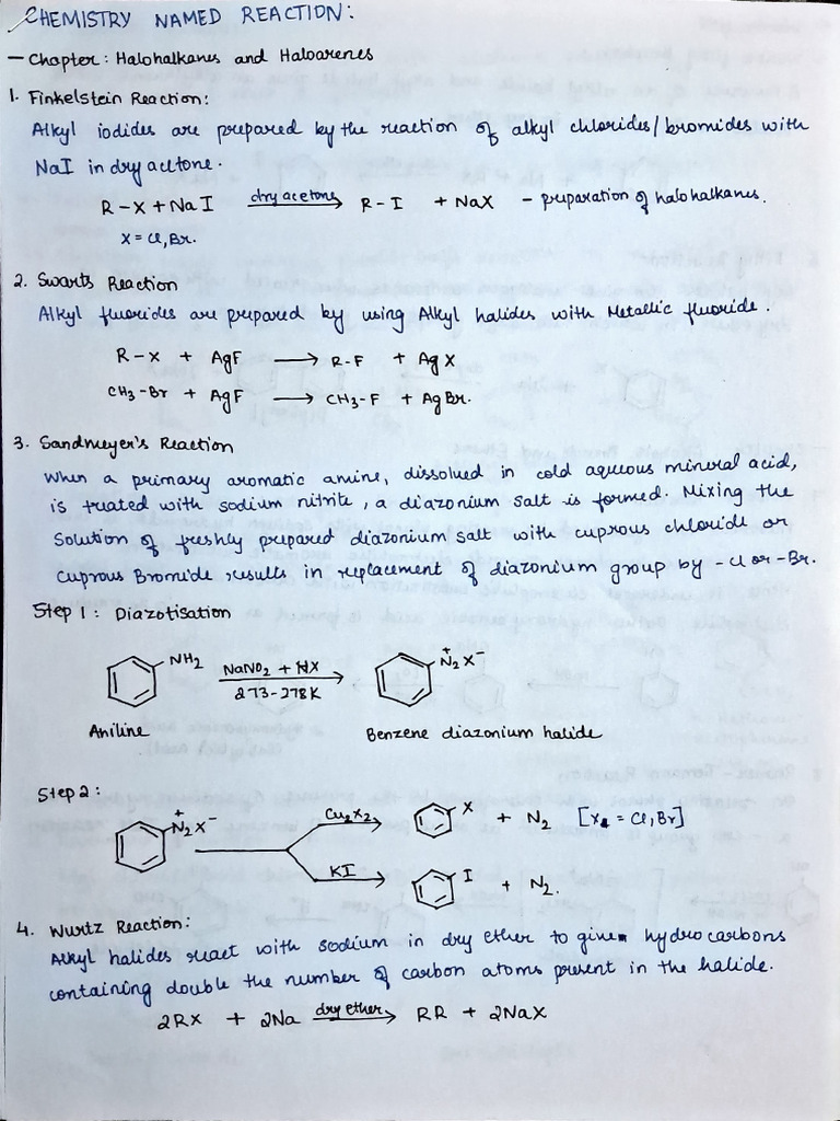 Class 12 Chemistry Named Reactions | PDF