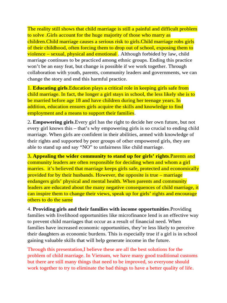 Ending Child Marriage: Solutions and Strategies | PDF | Child Marriage ...