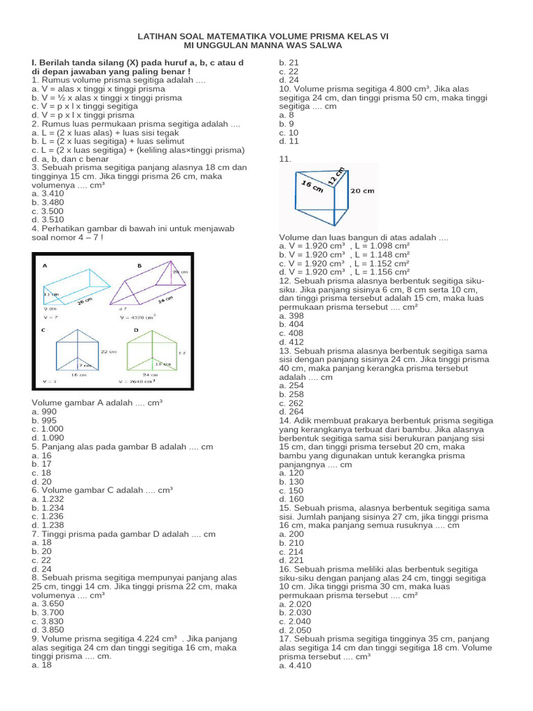 Latihan Soal Volume Prisma Segitiga | PDF