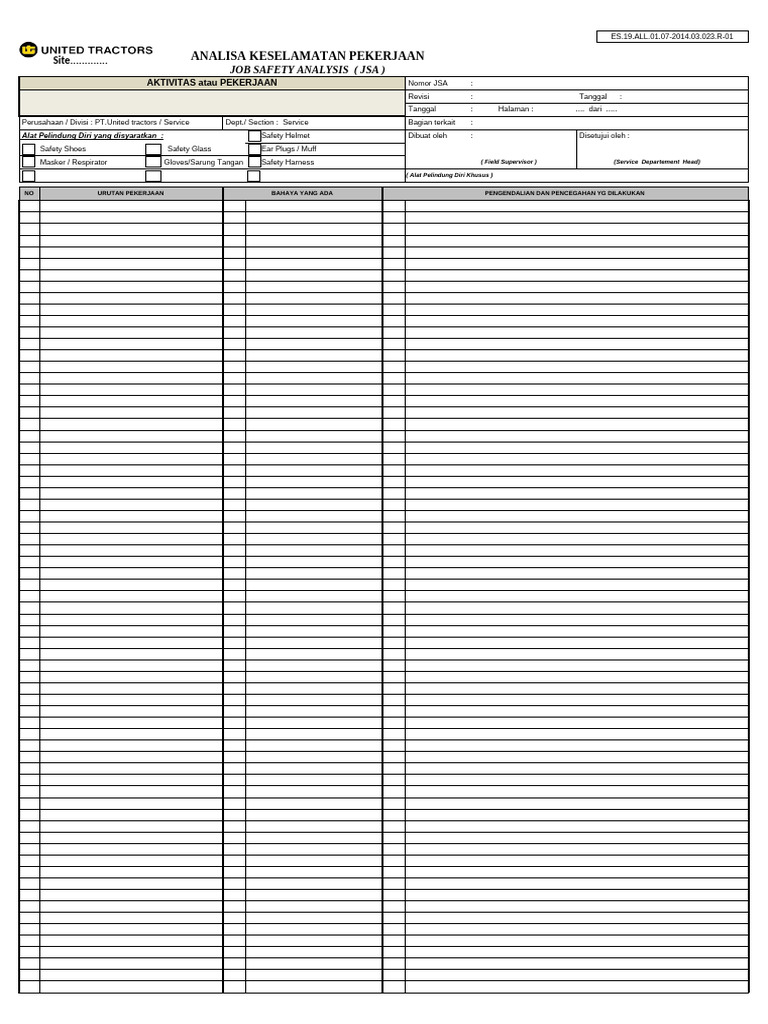Form Job Safety Analysis (JSA) | PDF