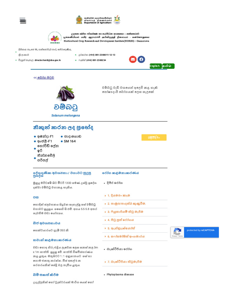 Doa Gov LK Sinhala Hordi Crop Brinjal ... | PDF