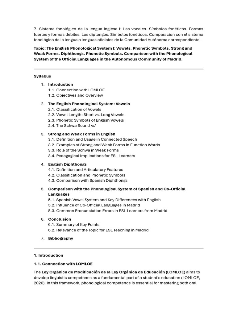 The English Phonological System I (3) | PDF | Vowel | English Language