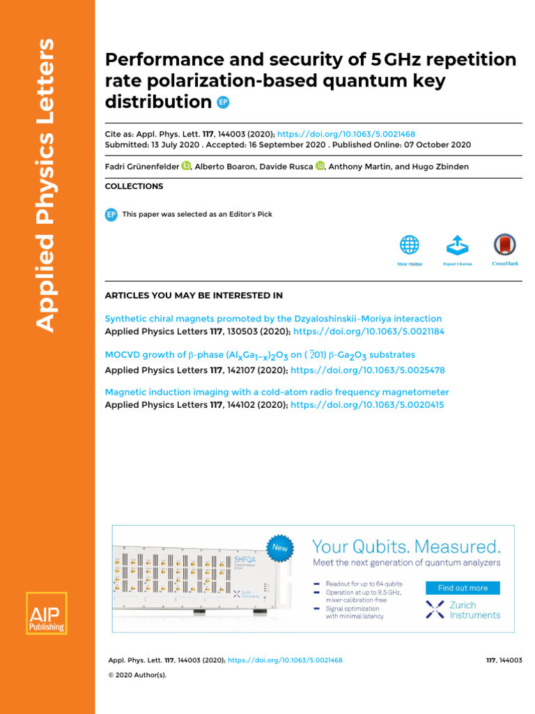 Performance and Security Key Distribution | PDF | Polarization (Waves) | Electromagnetic Radiation