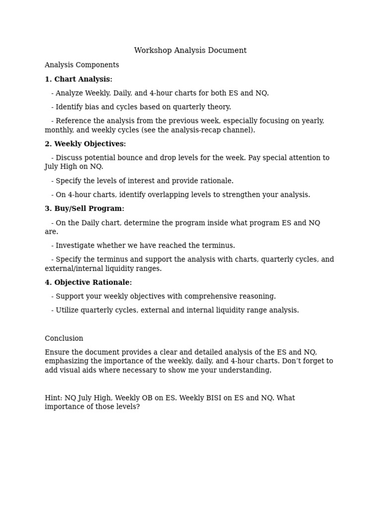 Workshop Analysis Document | PDF