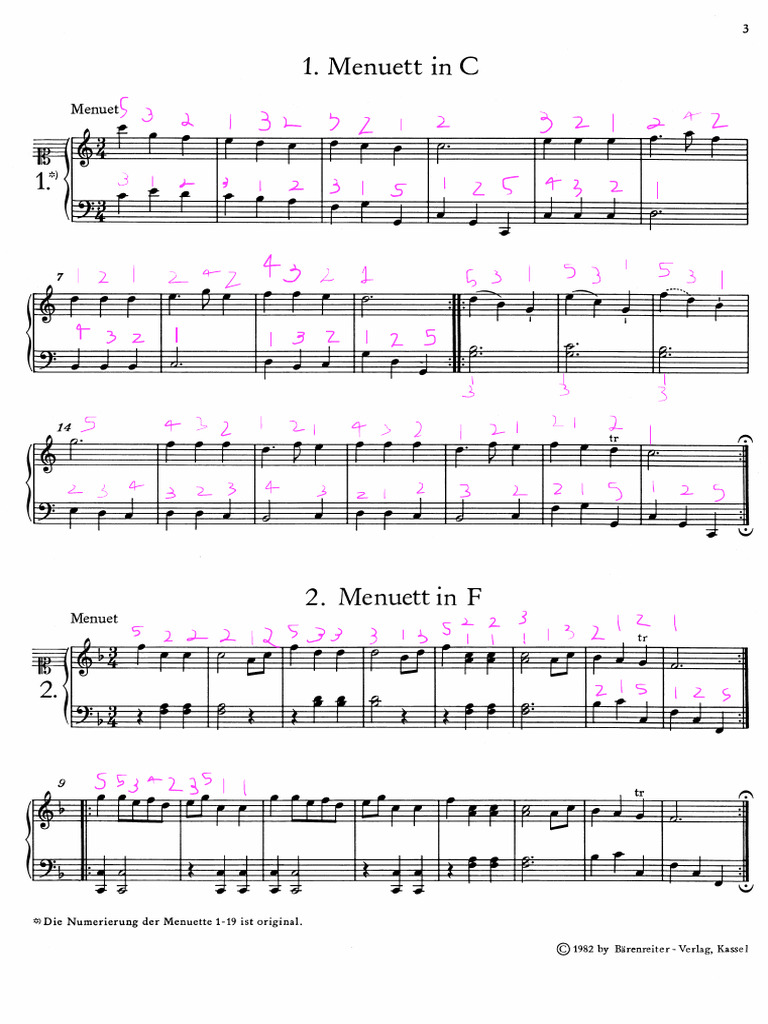 Nannerl Mozart, Menuett in F | PDF