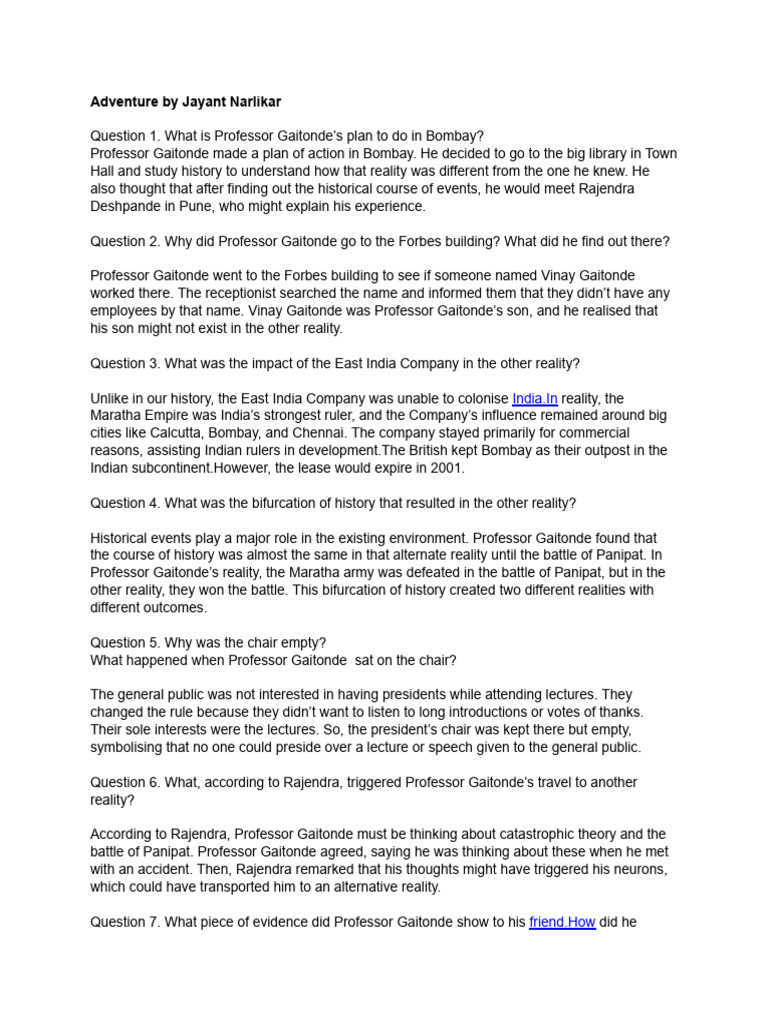 Adventure by Jayant Narlikar-1 | PDF