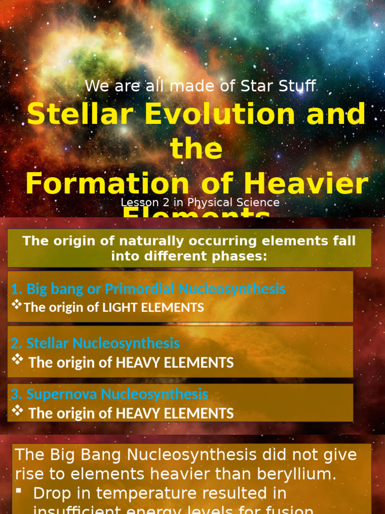 Lesson 2 Stellar Evolution and Formation of Heavy Element 051629 | PDF ...