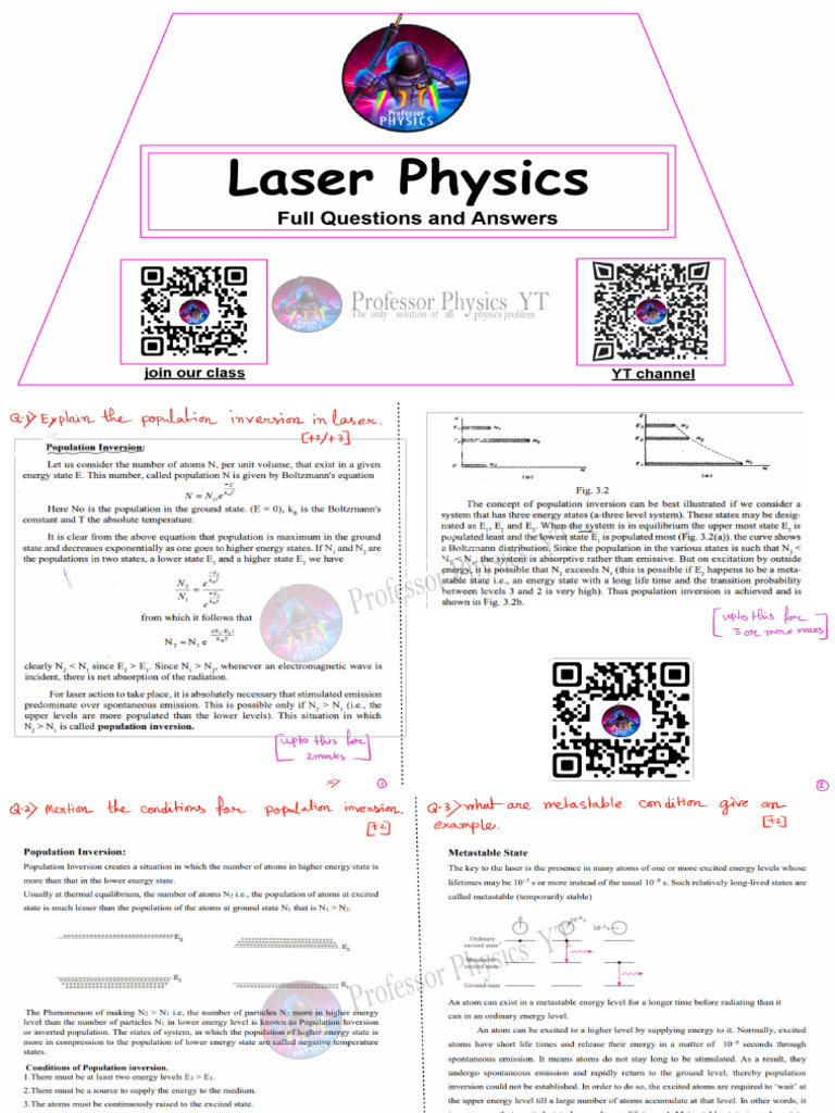 9.2.laser Question and Answer by Professor Physics | PDF