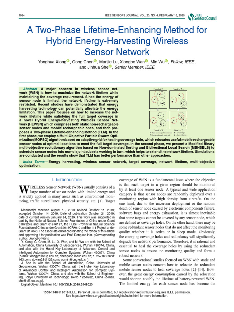 A Two-Phase Lifetime-Enhancing Method For Hybrid Energy-Harvesting Wireless Sensor Network | PDF ...