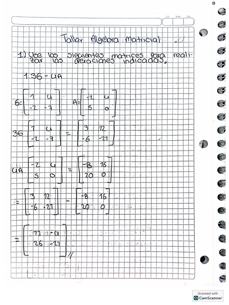 Gutiérrez - Saida - Taller Álgebra Matricial | PDF