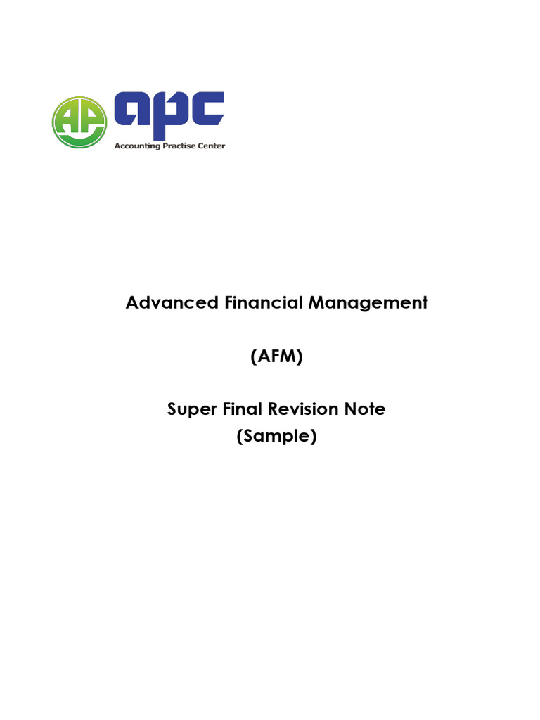 AFM Exam Super Revision Guide | PDF | Net Present Value | Internal Rate ...