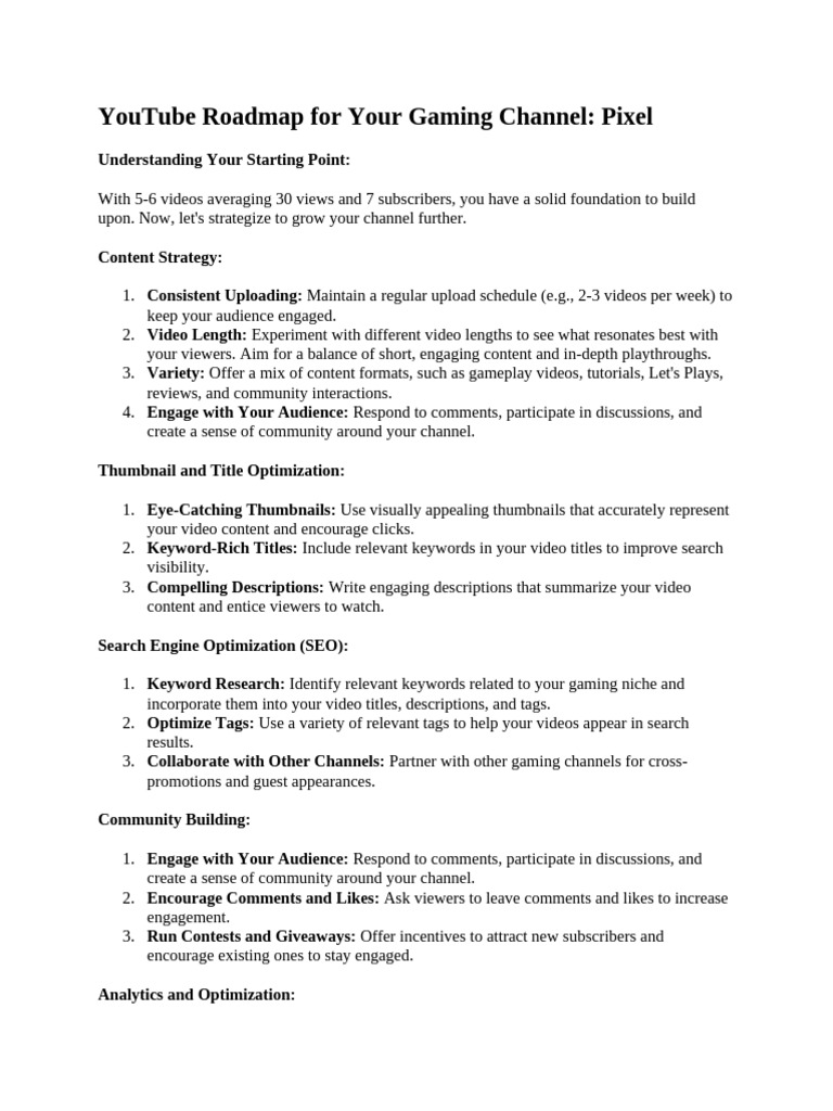 YouTube Roadmap For Your Gaming Channel | PDF | You Tube | Search ...