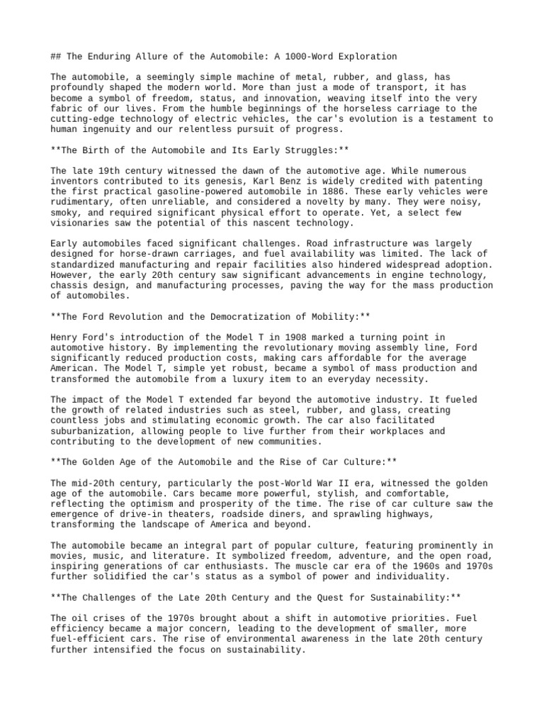 The Enduring Allure of The Autom | PDF | Car | Transport