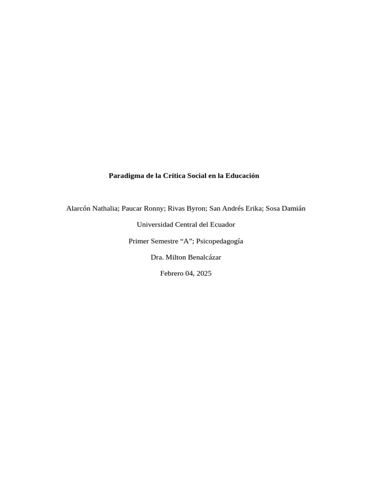 Crítica Social en la Educación: Paradigmas y Teorías | PDF | Enseñando ...