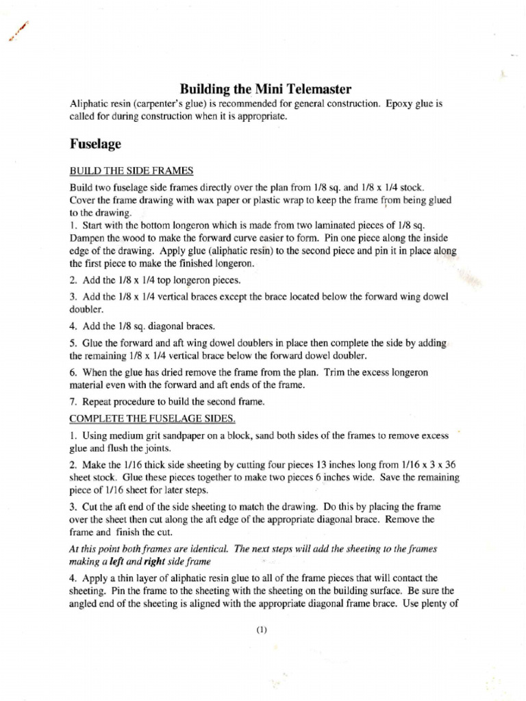Mini Telemaster Oz15097 Instructions | PDF