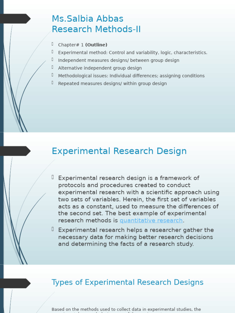 Experimental Research Design Overview | PDF | Experiment | Analysis Of ...