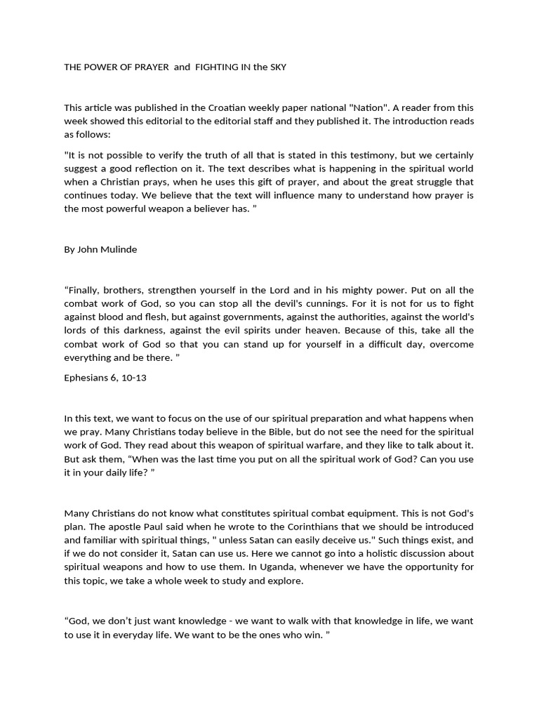 The Power Of Prayer Pdf Prayer Satan