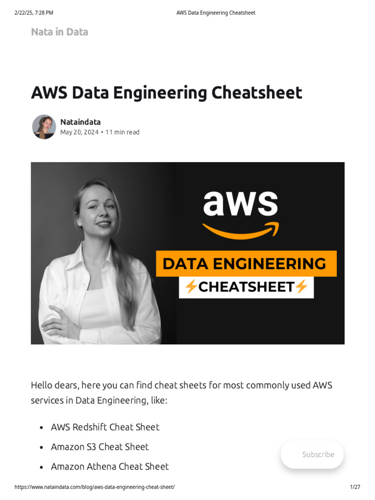AWS Data Engineering Cheatsheet2 | PDF | Amazon Web Services | Databases