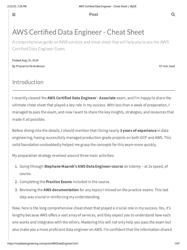 AWS Data Engineer Exam Guide | PDF | Backup | Databases