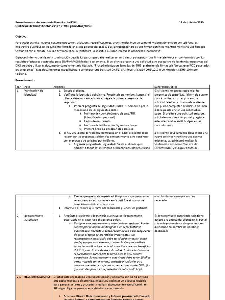 Grabación de Firmas Telefónicas para SNAP/MAGI | PDF | Invalidez
