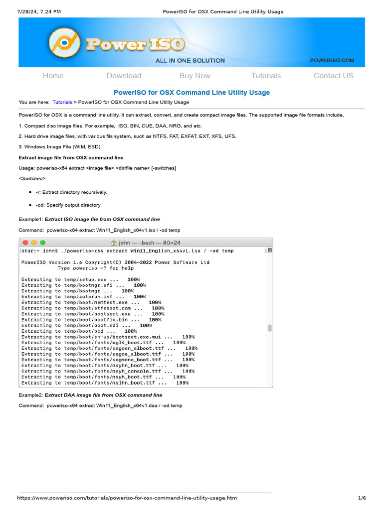 PowerISO For OSX Command Line Utility Usage | PDF | Command Line ...