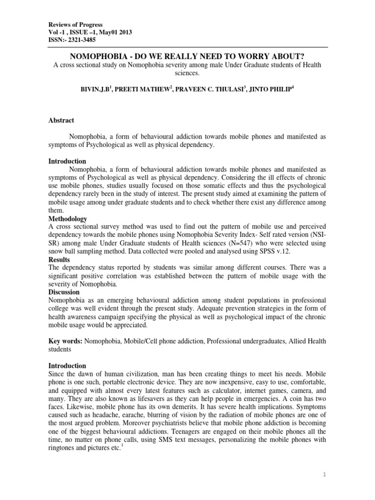 Nomophobia Study Among Health Students | PDF | Mental Health