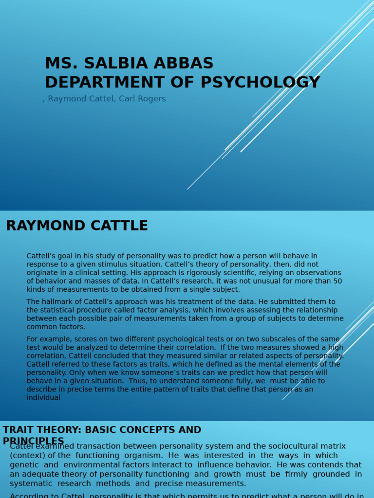 Raymond Cattle | PDF | Psychotherapy | Psychology