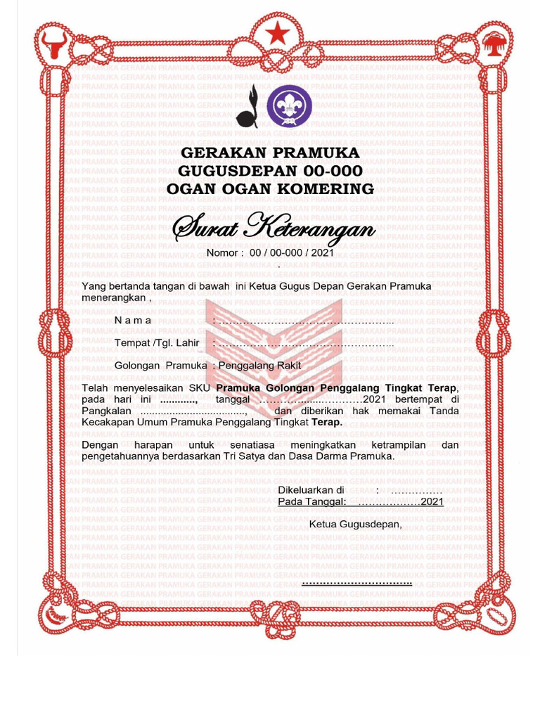 Piagam SKU Penggalang Terap | PDF