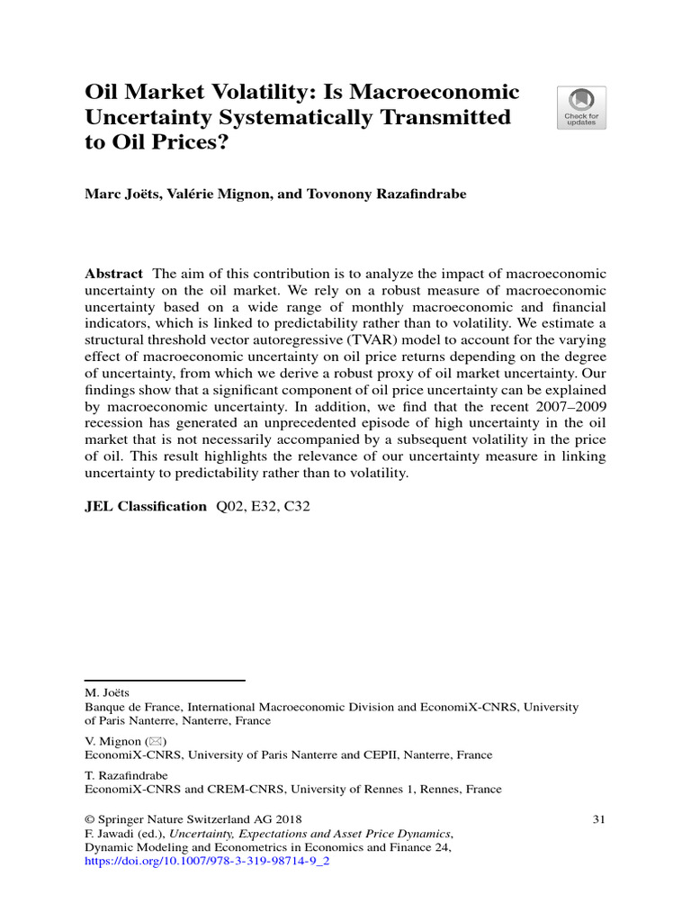 Oil Market Volatility - Is Macroeconomic Uncertainty Systematically ...