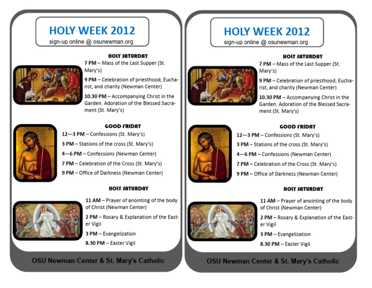 Holy Week 2012 Schedule Overview | PDF | Rituals | Christian Worship ...