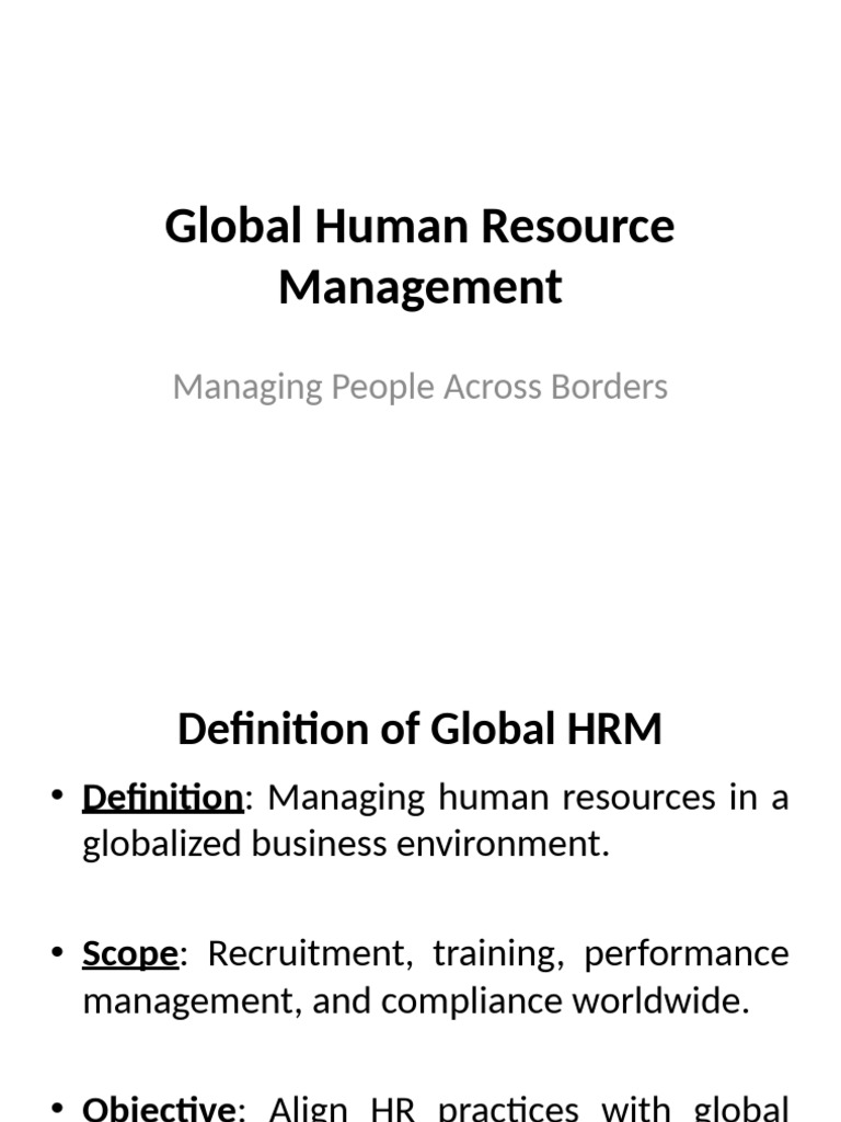 Global Human Resource Management | PDF