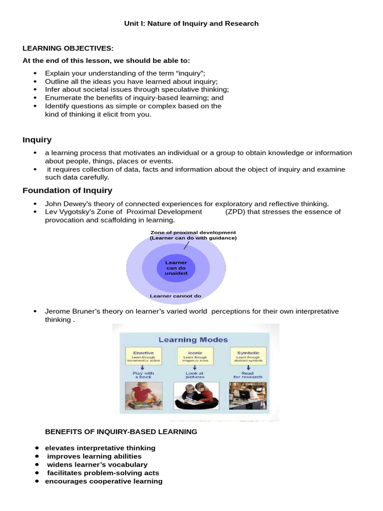 Unit I Nature of Inquiry and Research | PDF | Inquiry Based Learning ...