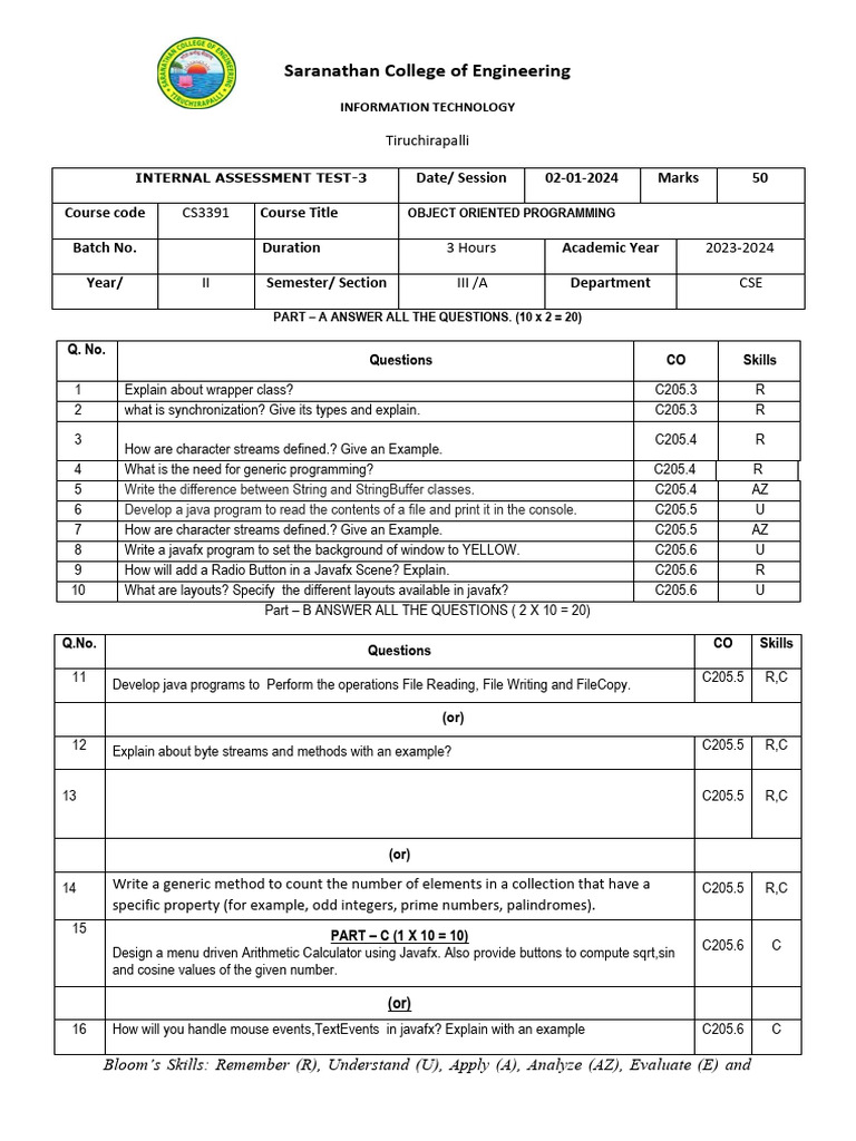 Cs 3391 Object Oriented Programming-2 | PDF | String (Computer Science) | Java (Programming ...