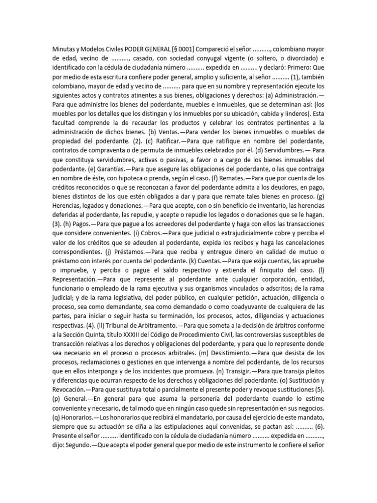 Minuta PODER GENERAL | PDF